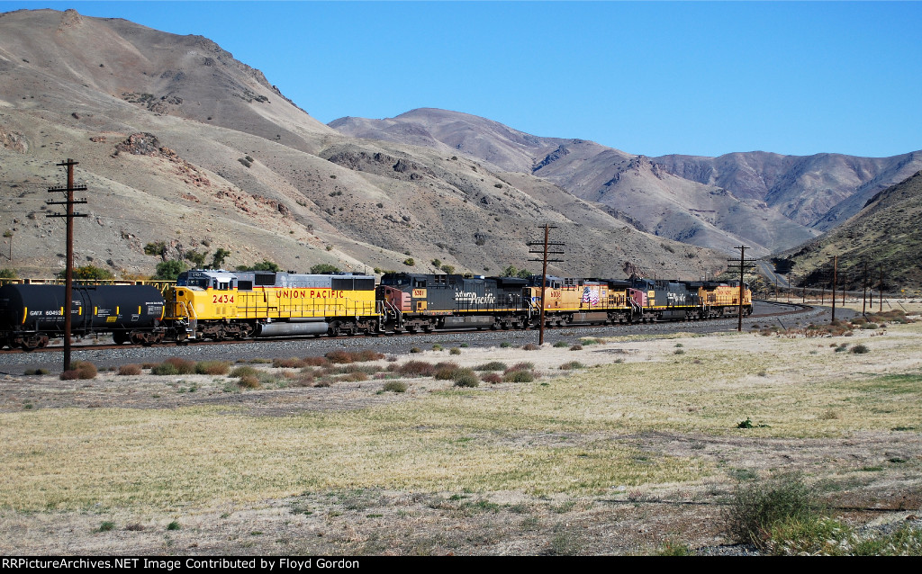 UP 2434 is trailing unit of east bound UP freight